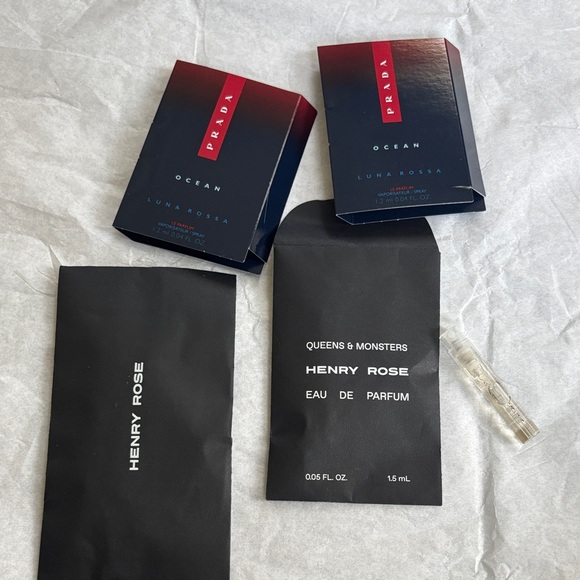 Makeup | Prada Luna Rossa Ocean And Henry Rose Perfume Samples | Poshmark